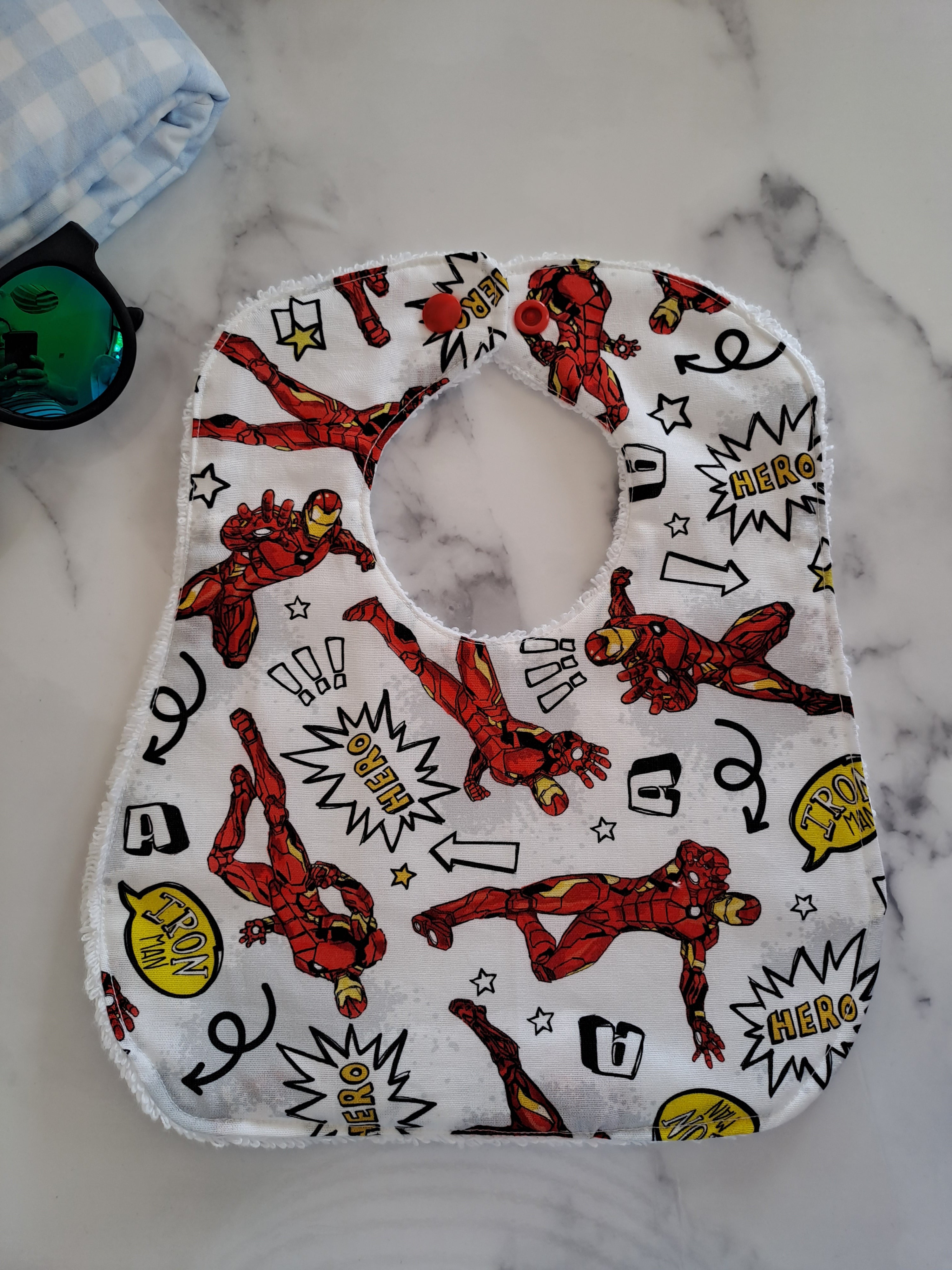 Iron Man Round Bib – Loving Mother